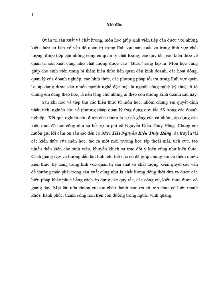 Nội Dung Tiểu Luận QTCL | PDF