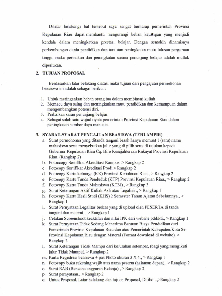 Isi Proposal Beasiswa | PDF