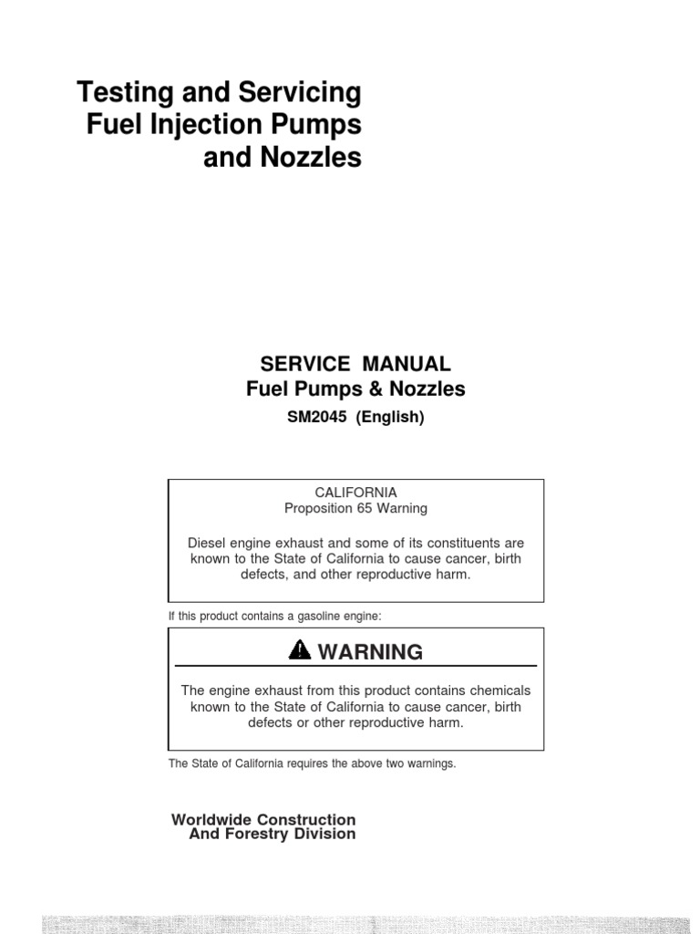 John Deere Roosa Master Injector Pump Manual Sm 2045 Pdf Fuel