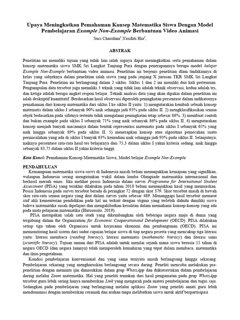 Upaya Meningkatkan Pemahaman Konsep Matematika Siswa Dengan Model ...