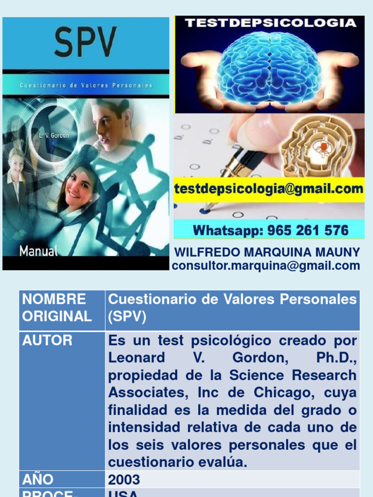 Valores Personales SPV | PDF | Validez (Estadísticas) | Sicología
