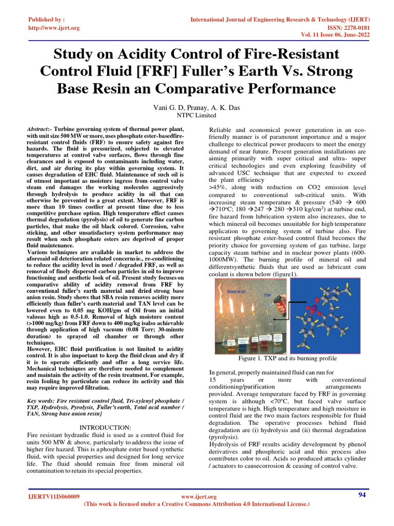 Study On Acidity Control of Fire Resistant Control Fluid FRF Fullers ...
