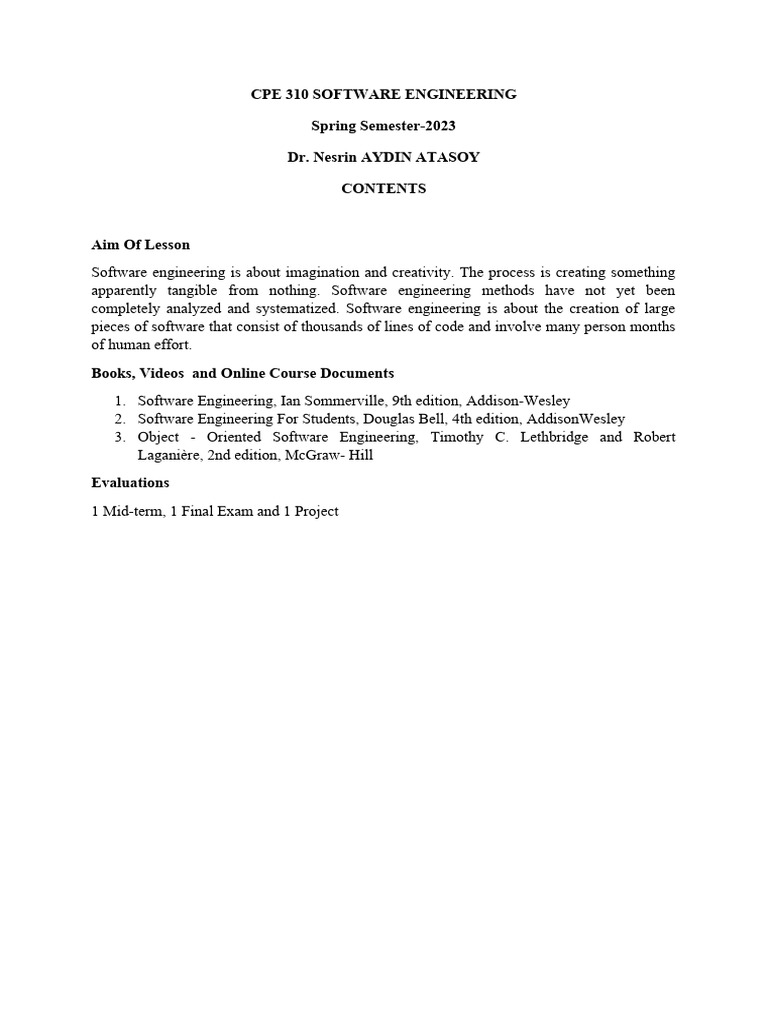 Cpe 310 Software Engineering - Week - 1 | PDF | Software | Software Quality