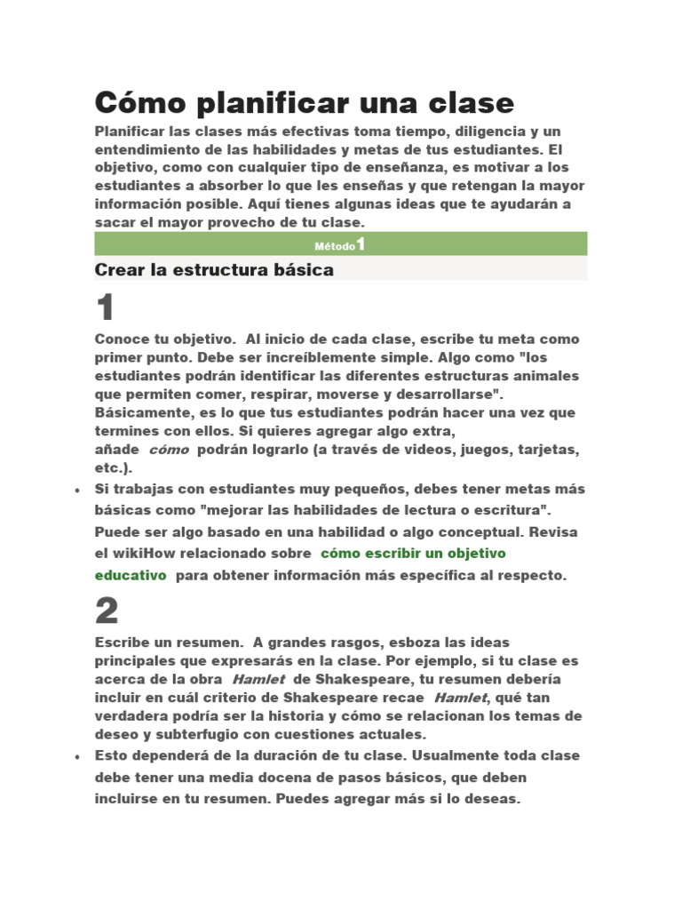 Cómo Planificar Una Clase | PDF | Conocimiento | Aprendizaje Cómo Planificar Una Clase | PDF | Conocimiento | Aprendizaje