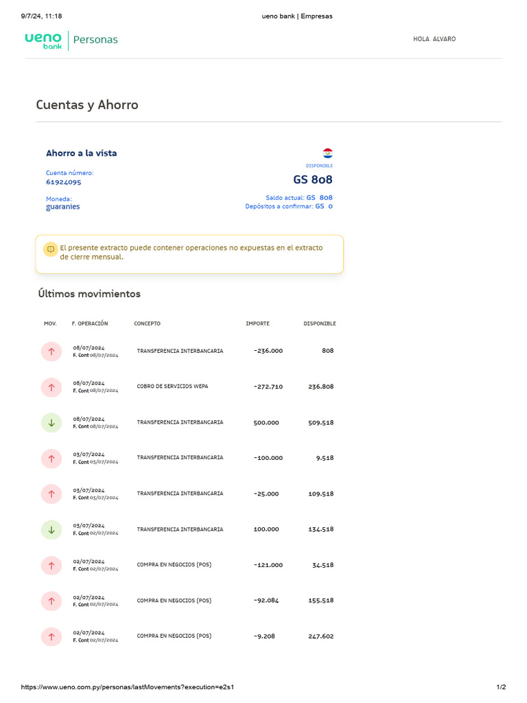 Extracto de Cuenta Ueno Empresas | PDF | Bancario