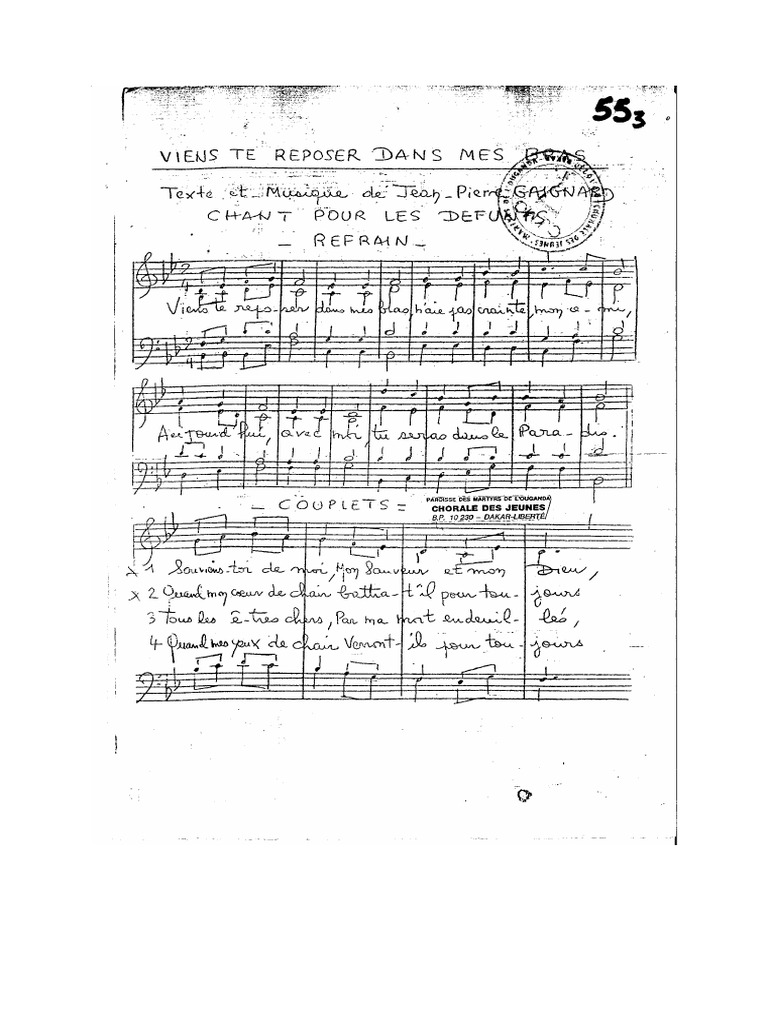 Viens Te Reposer Dans Mes Bras (JPG) | PDF