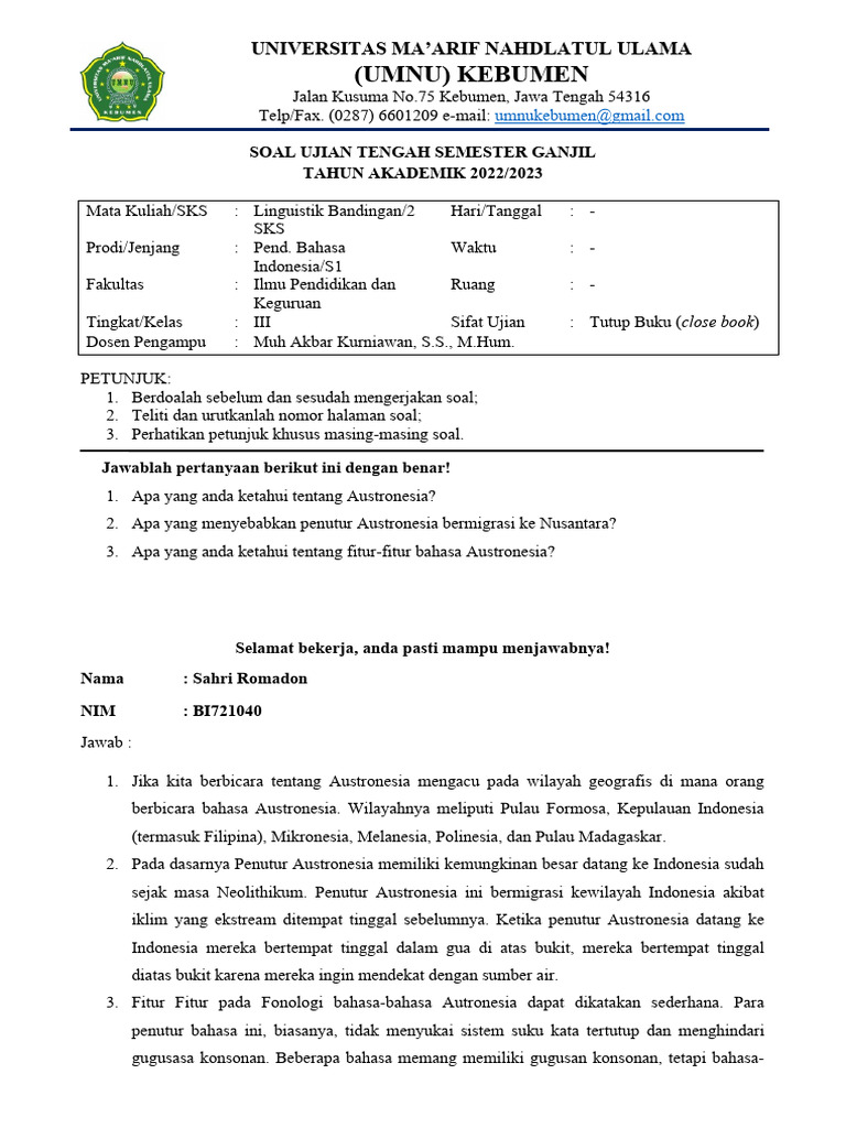 Linguistik Bandingan RMD | PDF