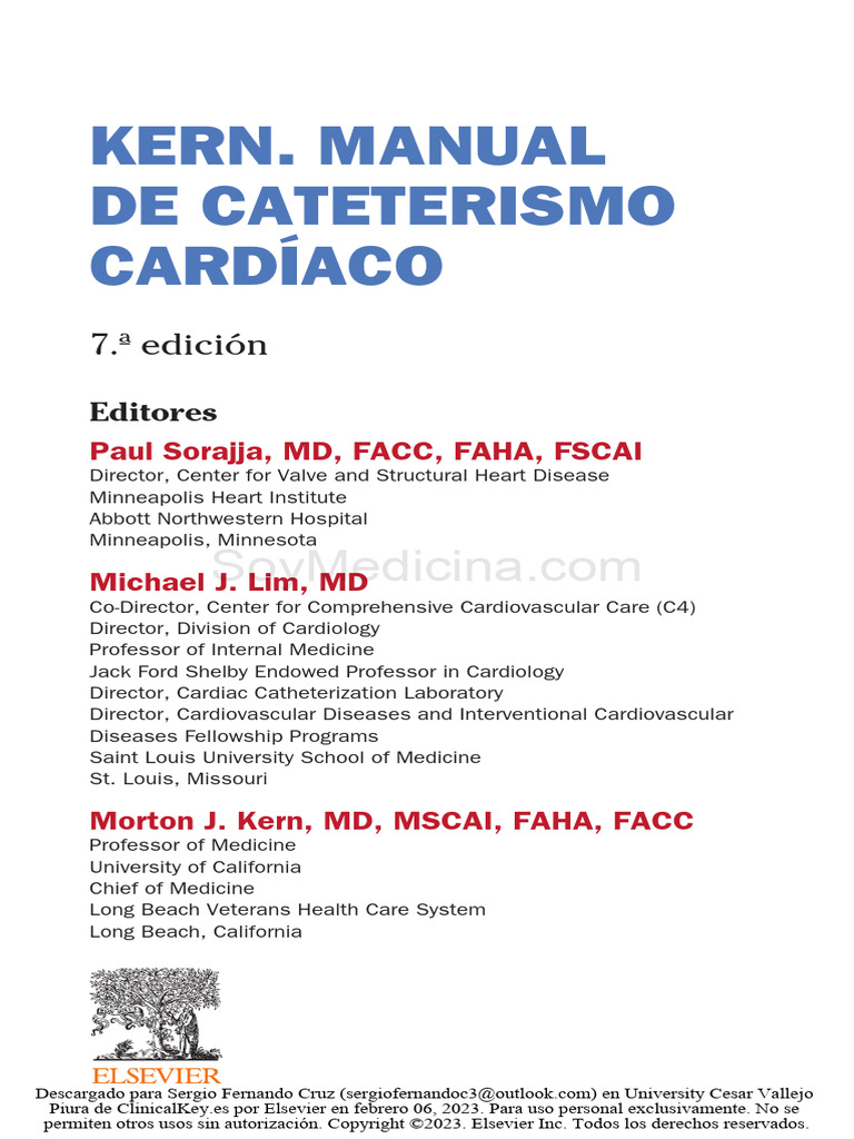 Kern Manual de Cateterismo Cardíaco - 7 Edicion | PDF | Corazón ...