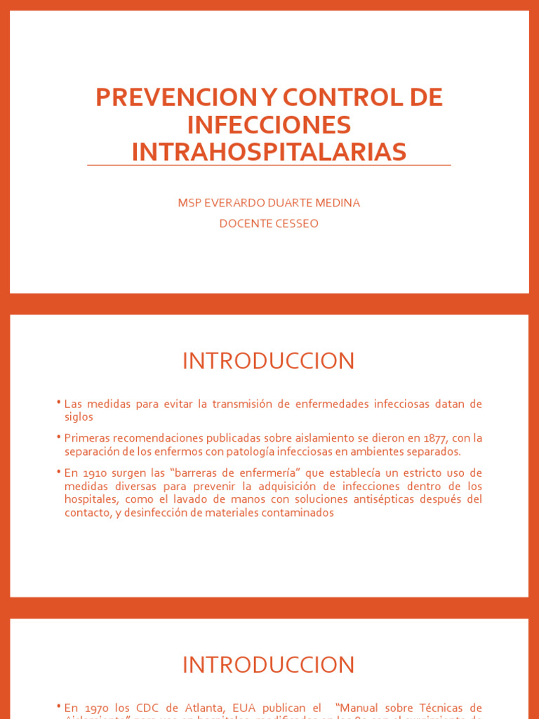 Prevencion y Control de Infecciones Intrahospitalarias | PDF ...