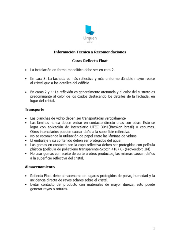 Informacion Tecnica Reflecta Float | PDF | Agua | Lentes