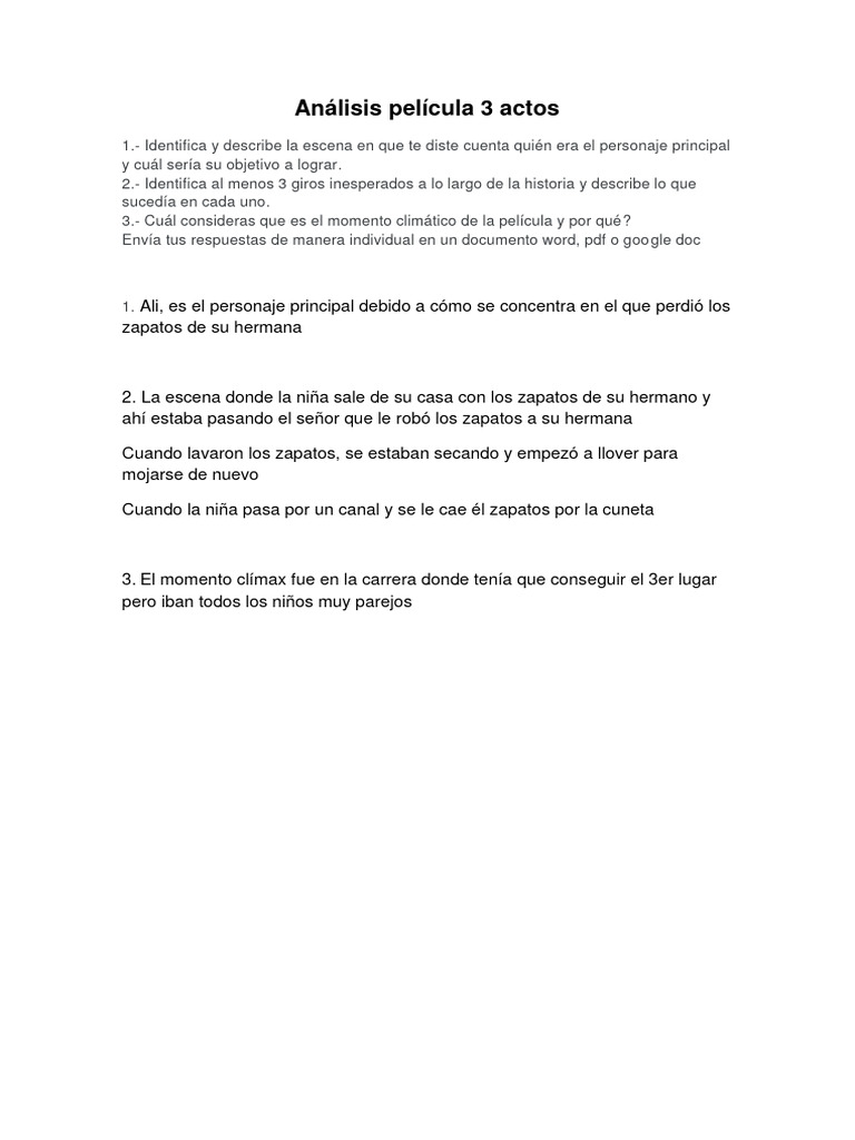 Análisis Película 3 Actos | PDF
