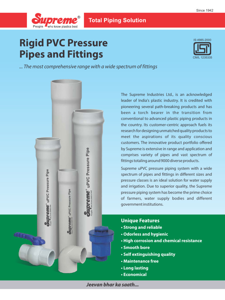 63mm Supreme PVC U Pipe | PDF | Pipe (Fluid Conveyance) | Polyvinyl ...