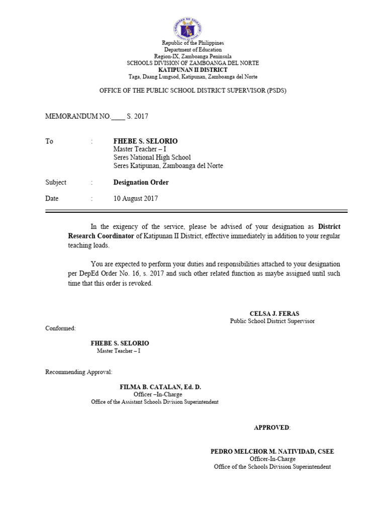 Designation Order Research | PDF