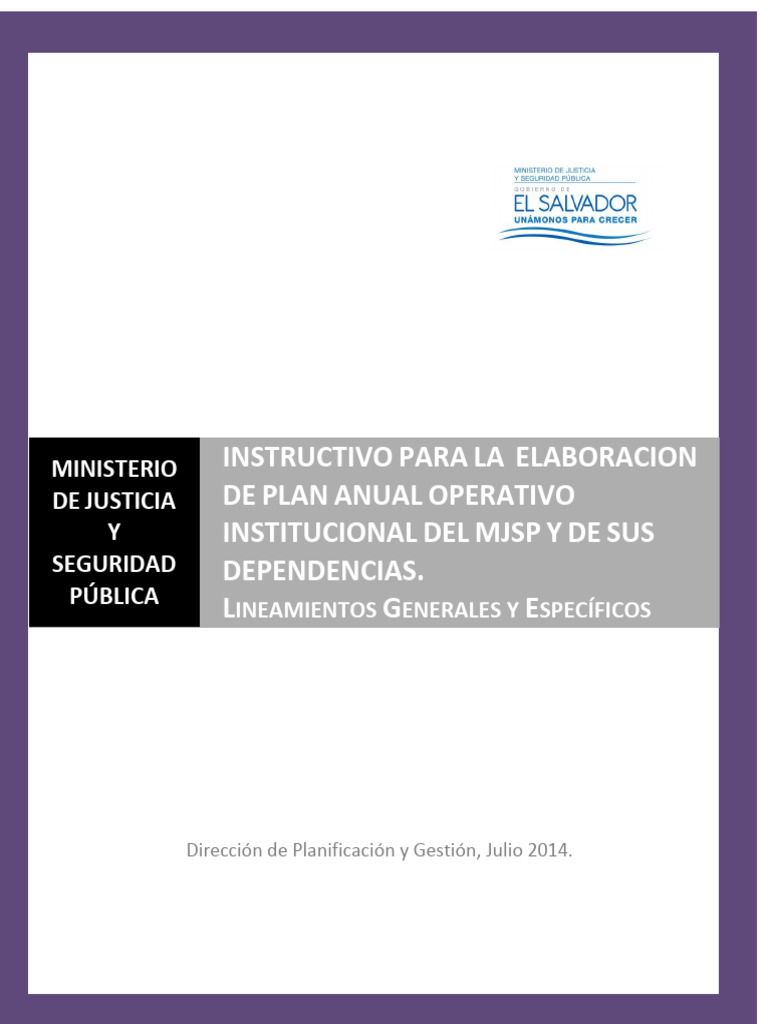Instructivo Plan Operativo MJSP | PDF | Riesgo | Planificación