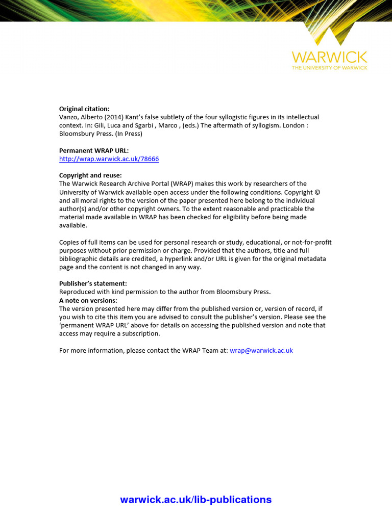 Vanzo, Alberto, Kant's False Subtlety of The Four Syllogistic Figures ...