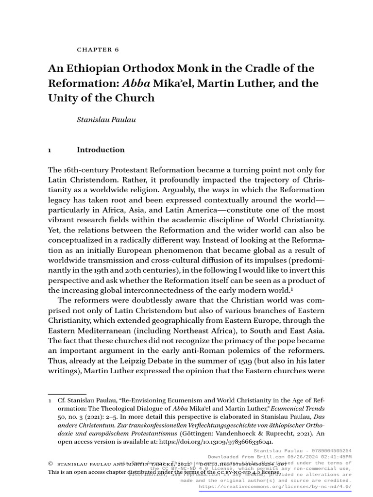 An Ethiopian Orthodox Monk In The Cradle Of The Reformation Pdf