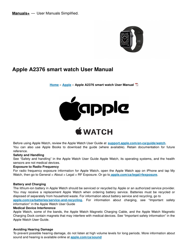 Apple A2376 Smart Watch User Manual | PDF | Apple Watch ...