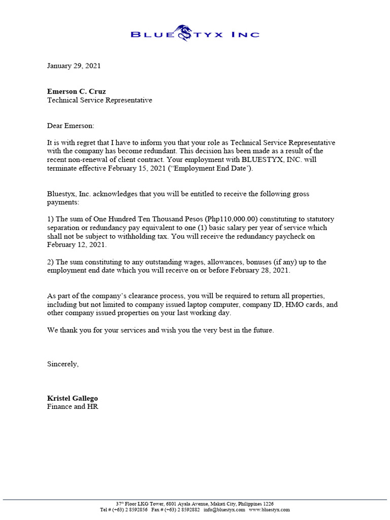 Redundancy Letter | PDF