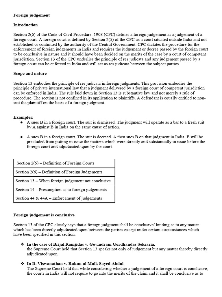 Foreign Judgement | PDF | Judgment (Law) | Lawsuit