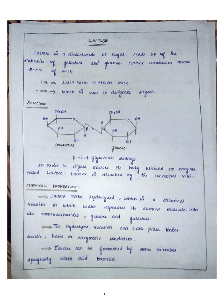 Chemical properties of lactose | PDF