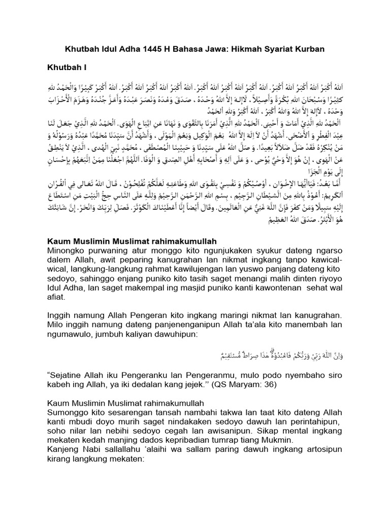 Khutbah Idul Adha | PDF