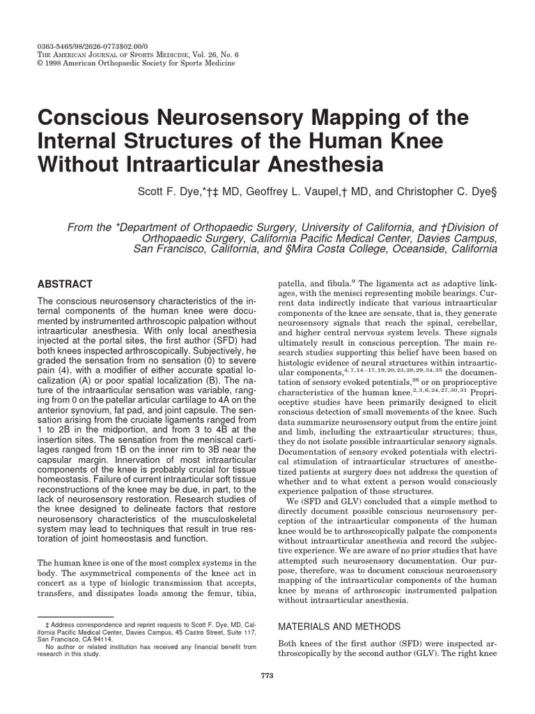 Conscious Neurosensory Mapping of The Internal Structures of The Human ...