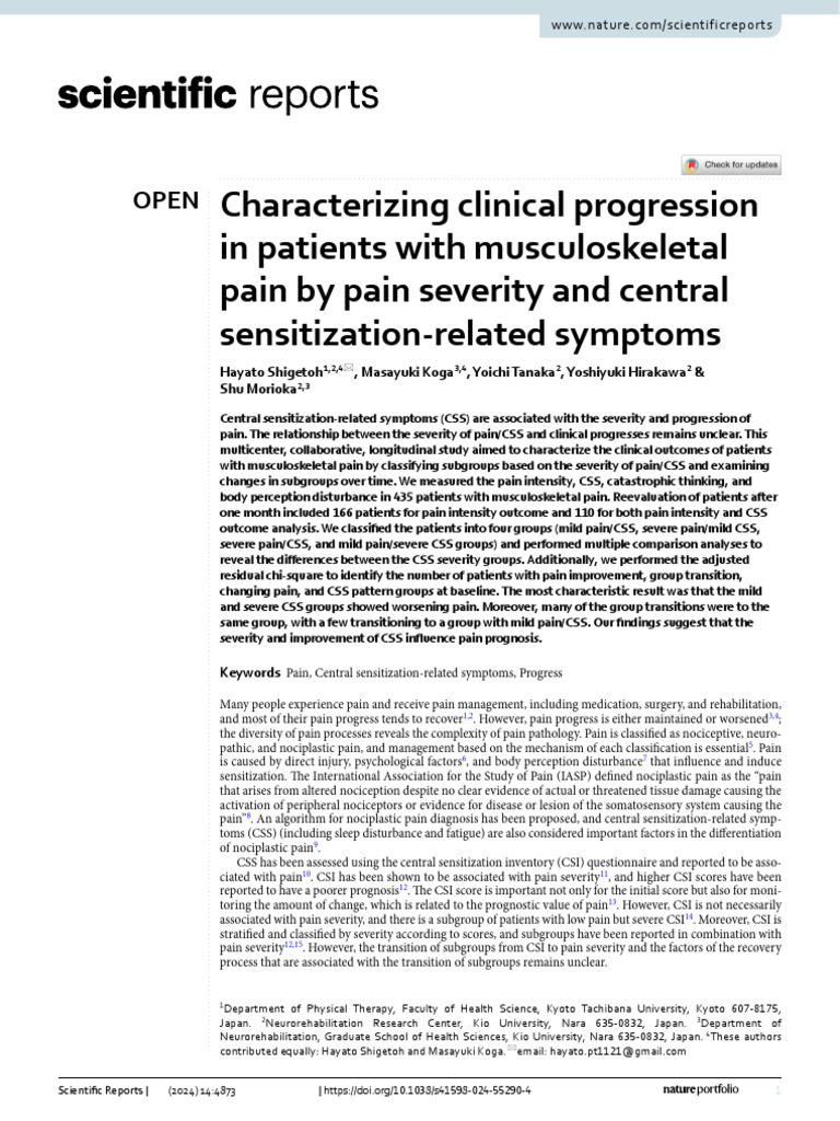 Characterizing Clinical Progression in Patients With Musculoskeletal ...