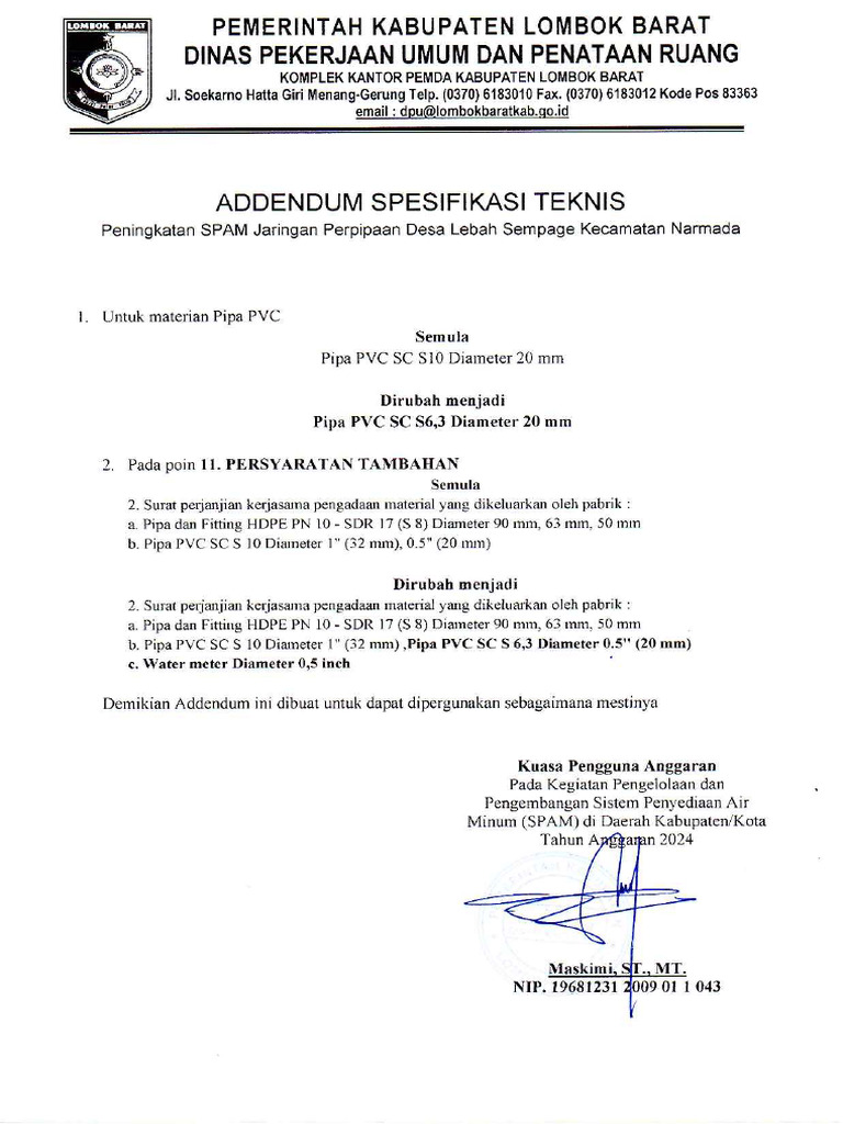 Addendum Spektek Lebah Sempage | PDF