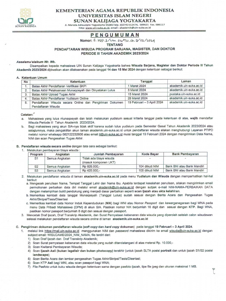 pengumuman-pendaftaran-wisuda-periode-iii-ta-2023-2024 | PDF