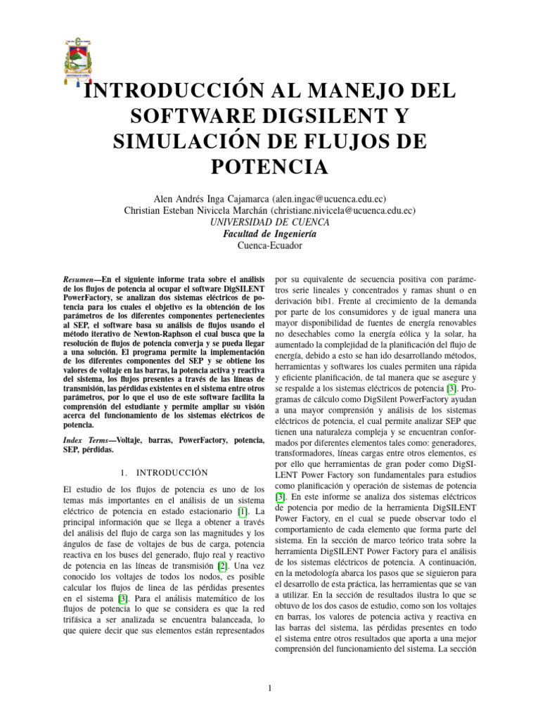 Introducción Al Manejo de DIgSILENT para El Análisis de Flujo de Potencia | PDF | Software ...
