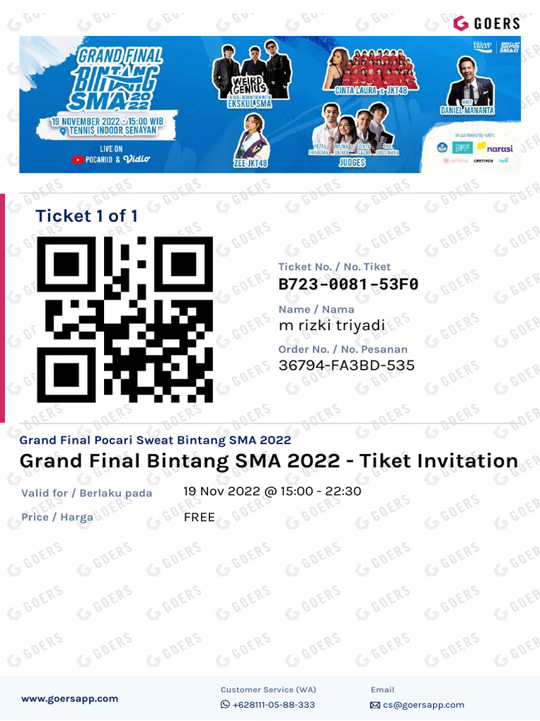 (Event Ticket) Grand Final Bintang SMA 2022 - Tiket Invitation - Grand ... (Event Ticket) Grand Final Bintang SMA 2022 - Tiket Invitation - Grand ...