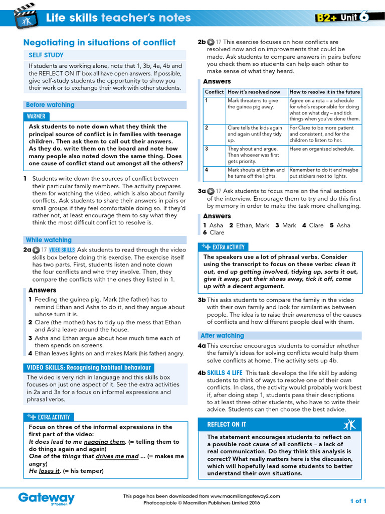 B2+ UNIT 6 Life Skills Video Teacher's Notes | PDF | Cognition