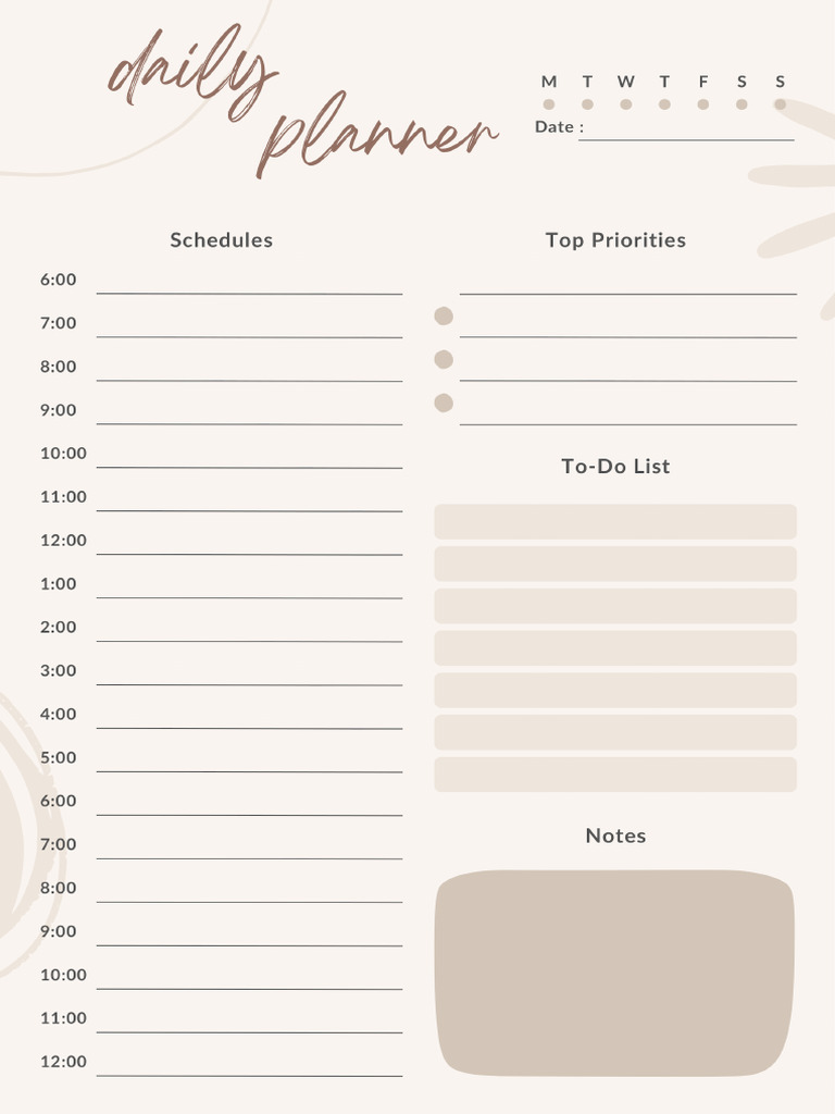 Elegant and Professional Daily Planner Sheet | PDF