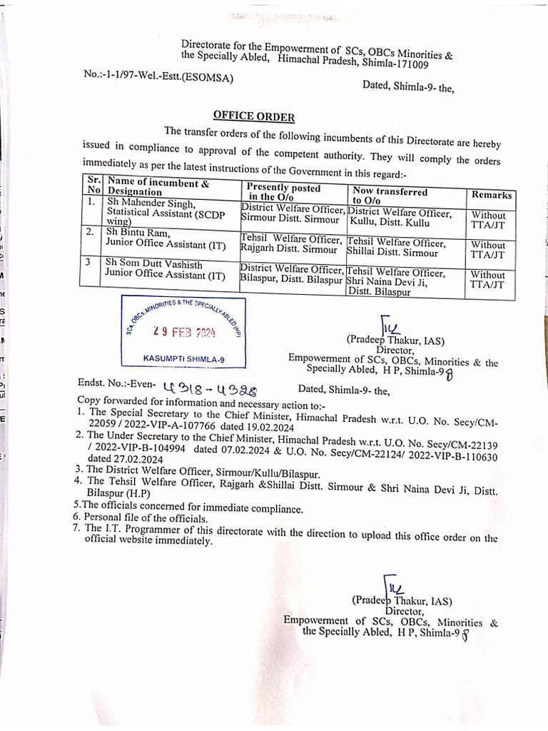 Office Order 29-02-2024 | PDF