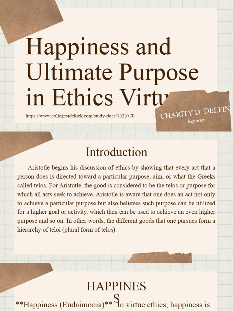 Delfin-Happiness and Ultimate Purpose | PDF | Happiness | Virtue