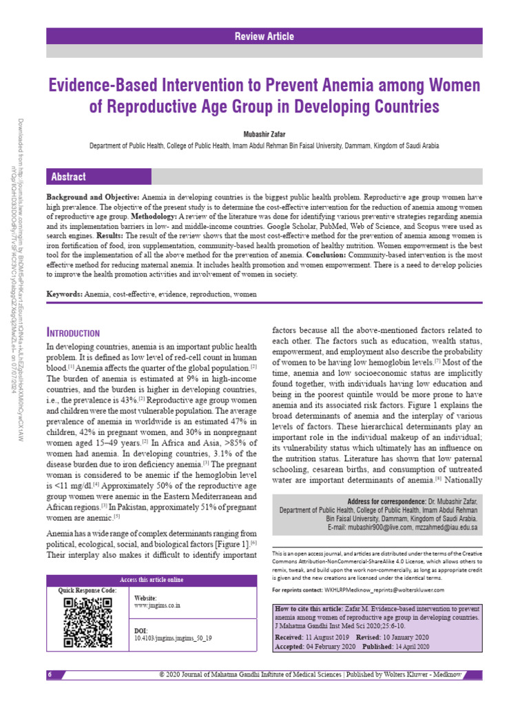 Preventing Anemia in Women: Effective Strategies | PDF | Anemia ...