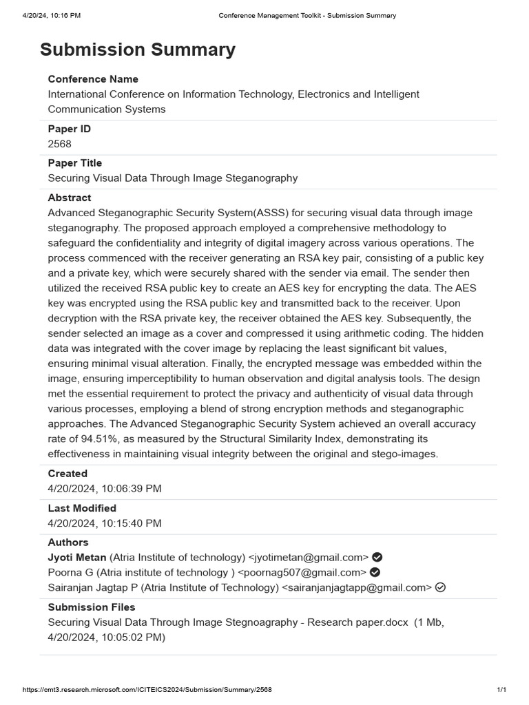 Conference Management Toolkit - Submission Summary | PDF | Public Key Cryptography | Encryption