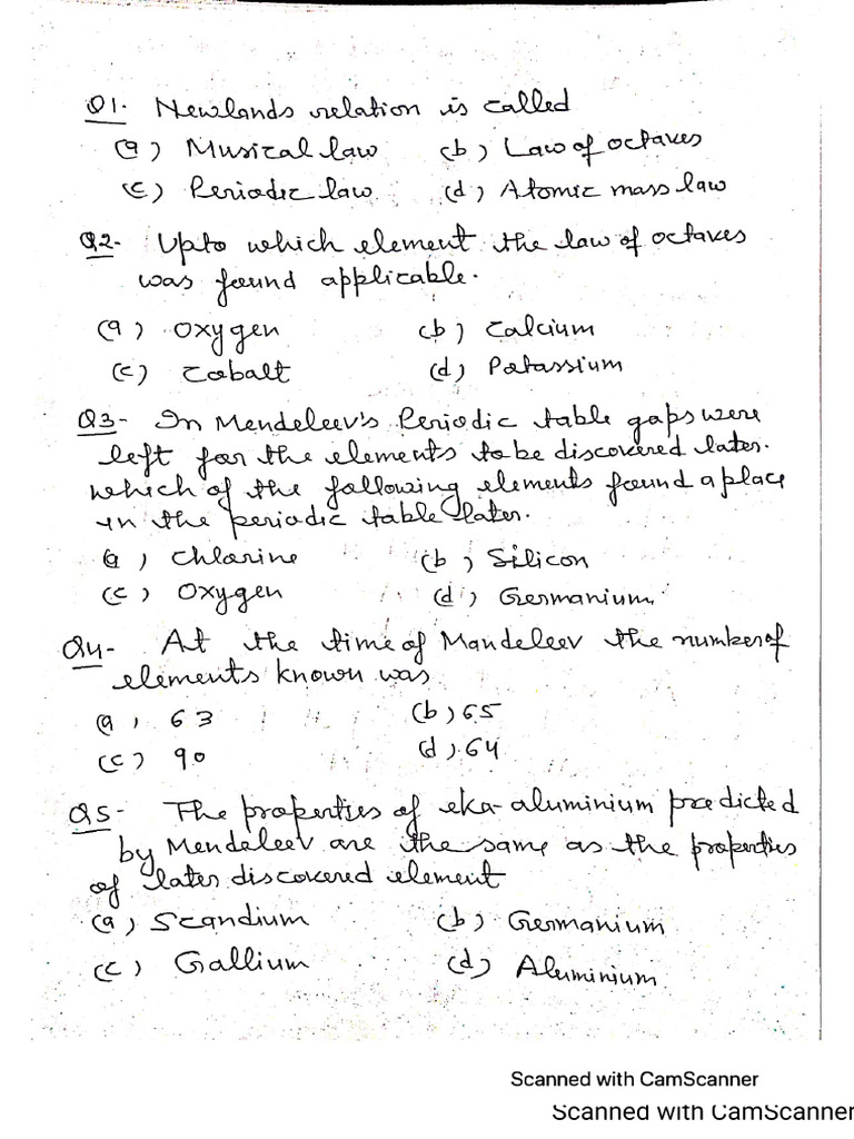 Practice Paper Periodic Table | PDF