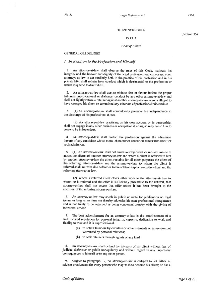 Attorney-At-Law Code-of-Ethics | PDF
