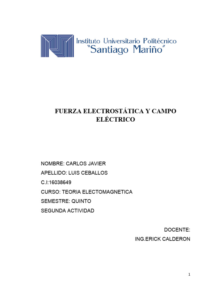 Fuerza Electrostática y Campo Eléctrico | PDF | Fuerza | Dipolo