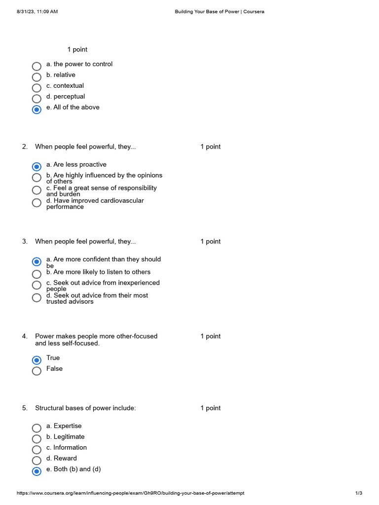 Building Your Base Of Power Coursera Pdf Social Psychology Cognition 
