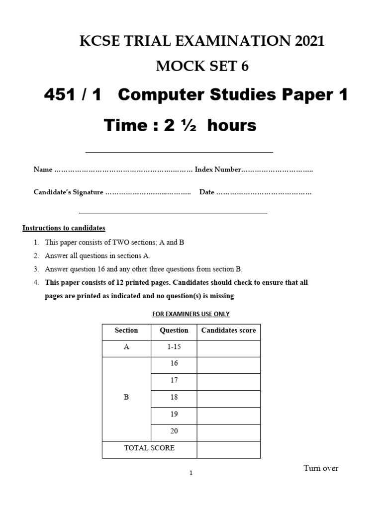computer paper 1 | PDF | Computing | Computer Science computer paper 1 | PDF | Computing | Computer Science