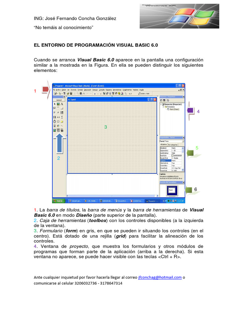 El Entorno de Programación Visual Basic 6.0 | PDF | Ventana (informática) | Botón (Computación)