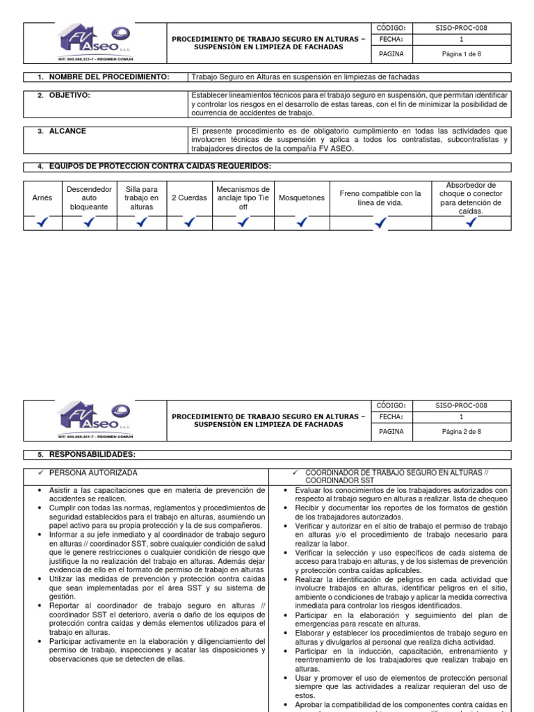 Seguridad en Alturas: Limpieza Fachadas | PDF