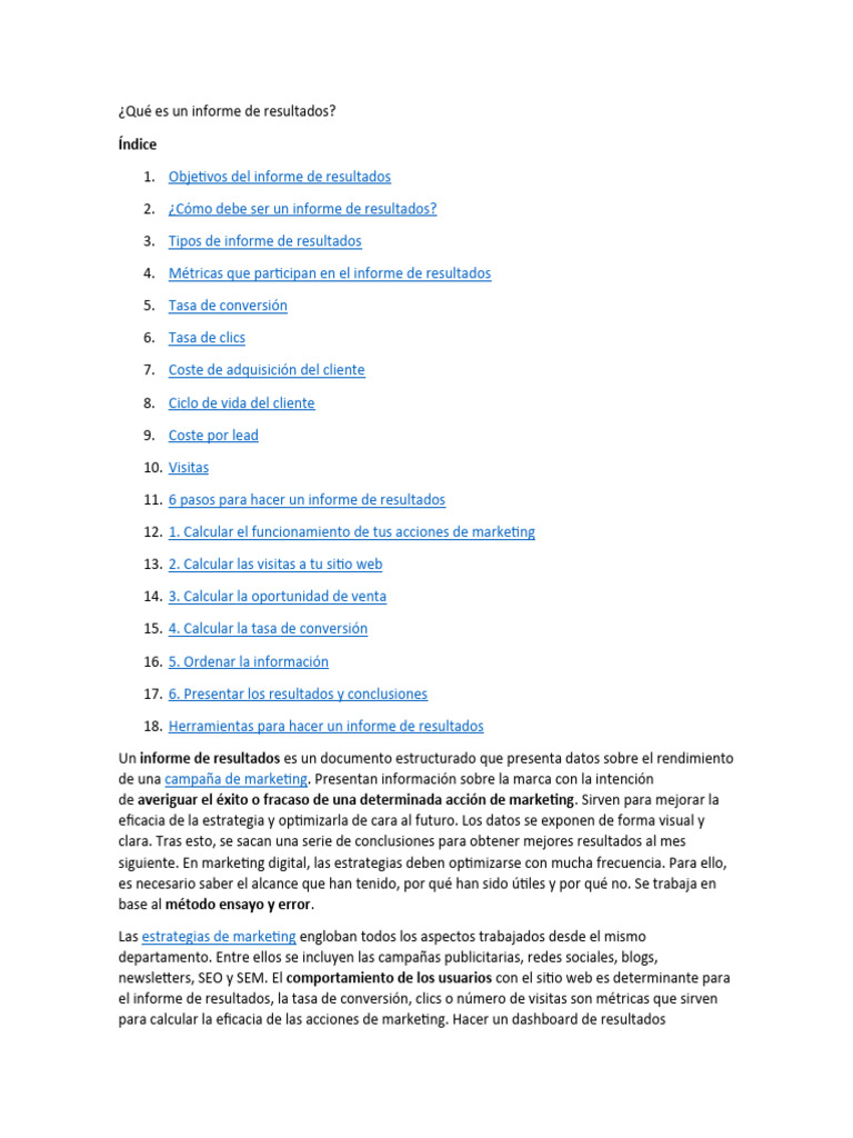 Qué Es Un Informe de Resultados | PDF | Marketing | Publicidad digital