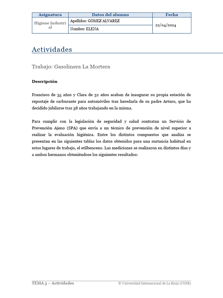 Trabajo - Gasolinera La Mortera | PDF | Materiales | Sustancias químicas