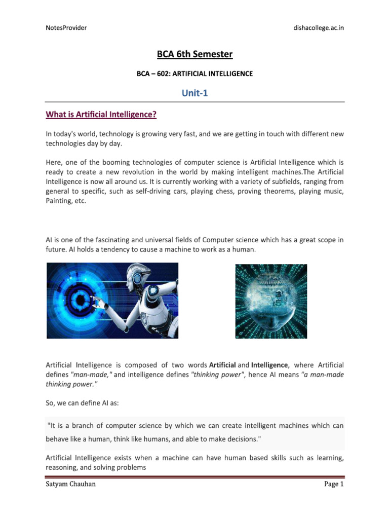 Ai Unit1 | PDF