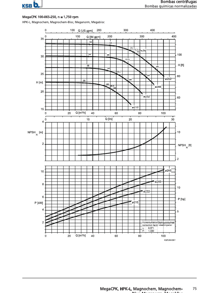 Curva MB 100-065-250 1750 RPM | PDF