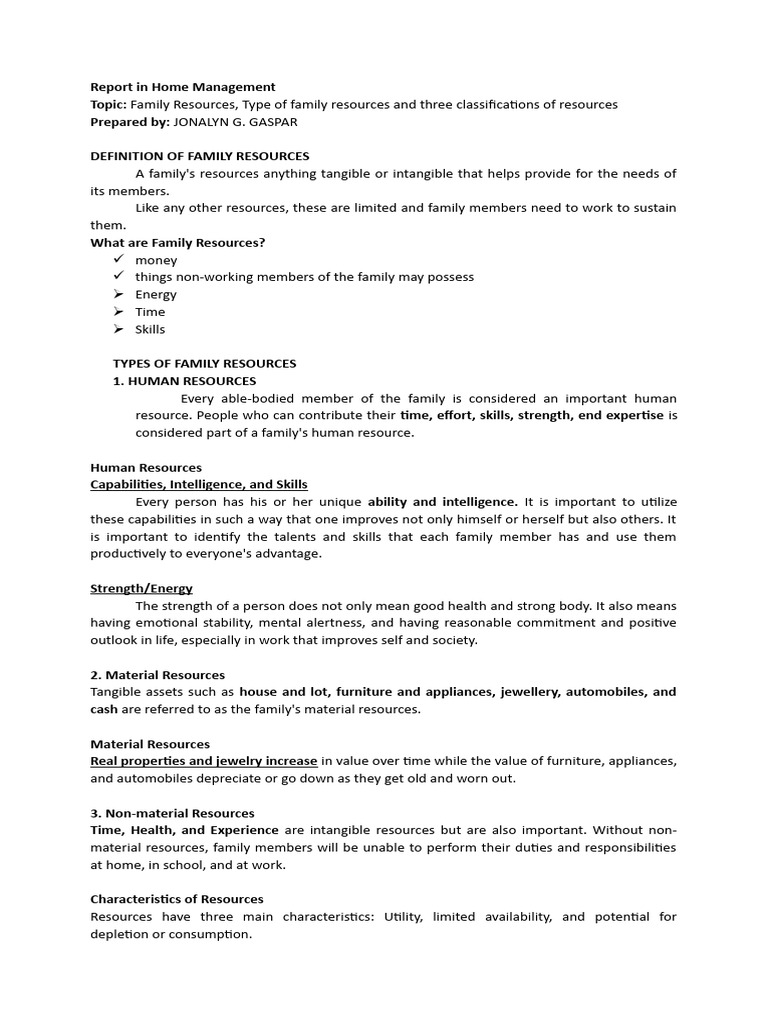 Report in Home Management | PDF | Utility | Resource