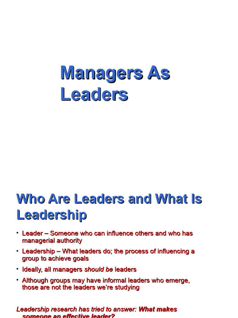 8 Leaders As Managers | PDF | Leadership | Industrial And ...